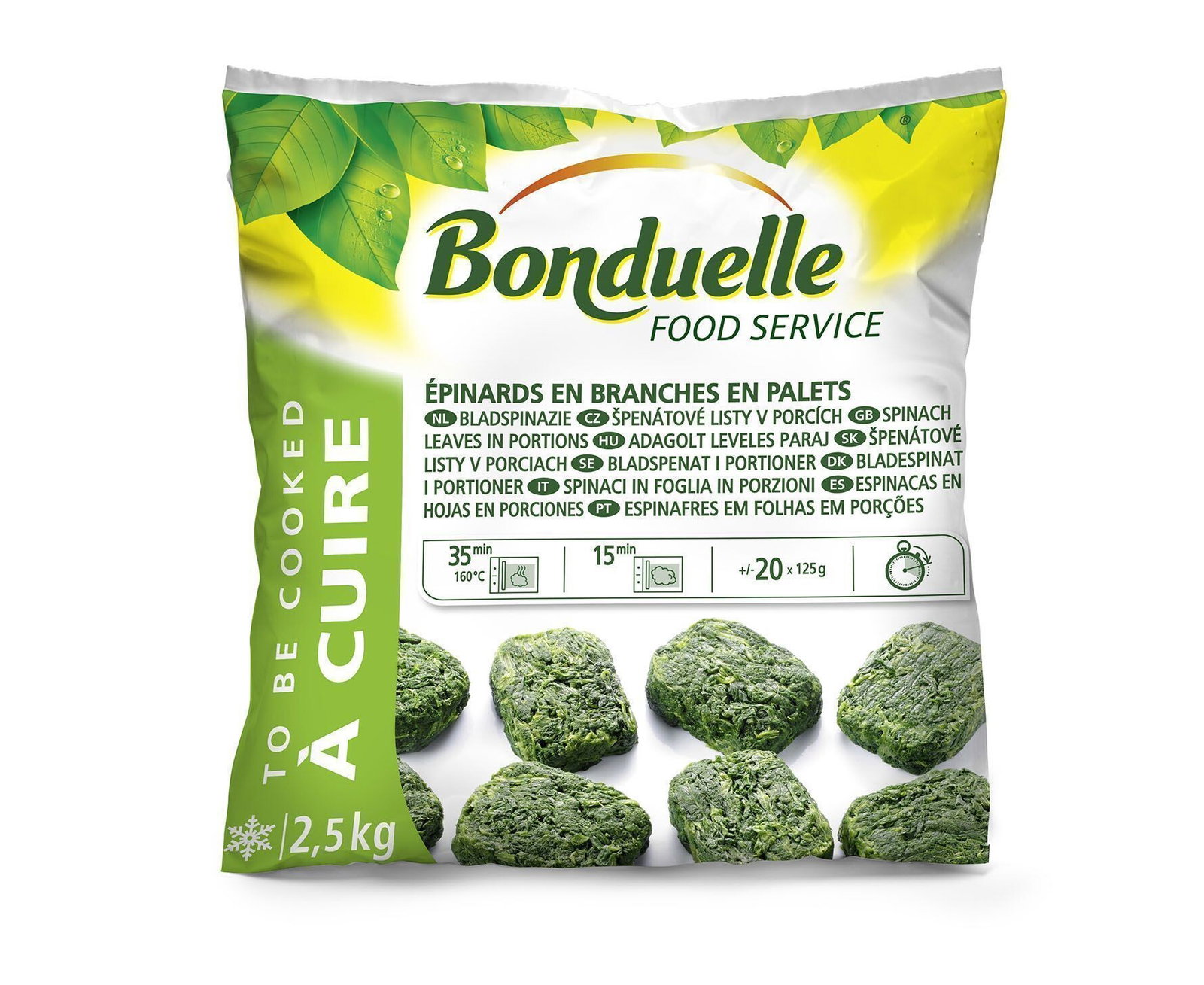 Inactive - Bonduelle épinards en feuilles portions (125g) 2,5kg