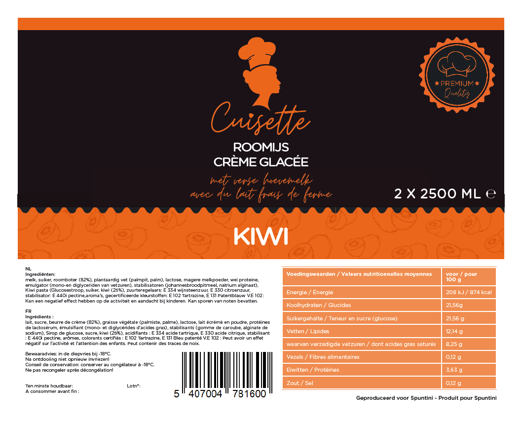 Cuisette crème glacée kiwi 2x2,5L